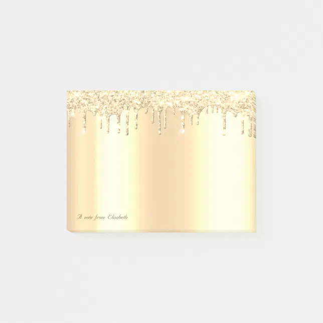 Lovely Elegant Gold Glitter Drips Post-it Notes | Zazzle