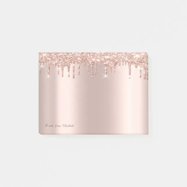 Lovely Elegant Rose Gold Glitter Drips Post-it Notes | Zazzle