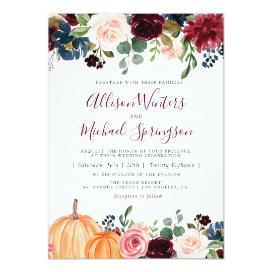 Lovely fall floral wedding invitation | Zazzle.com