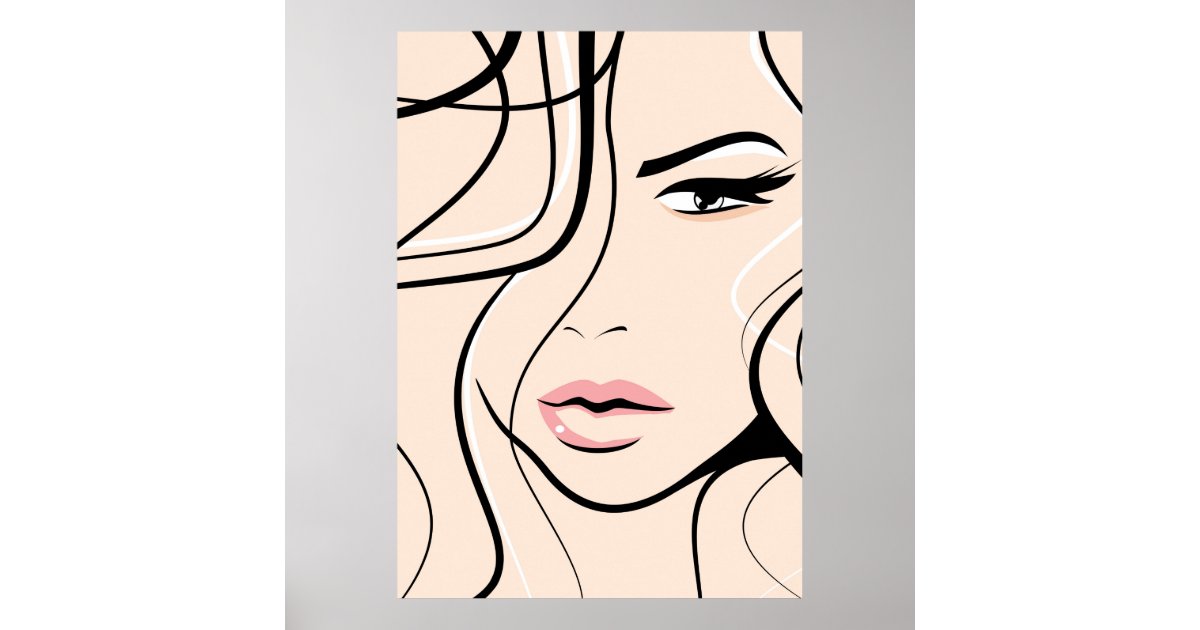 Lovely female face poster | Zazzle