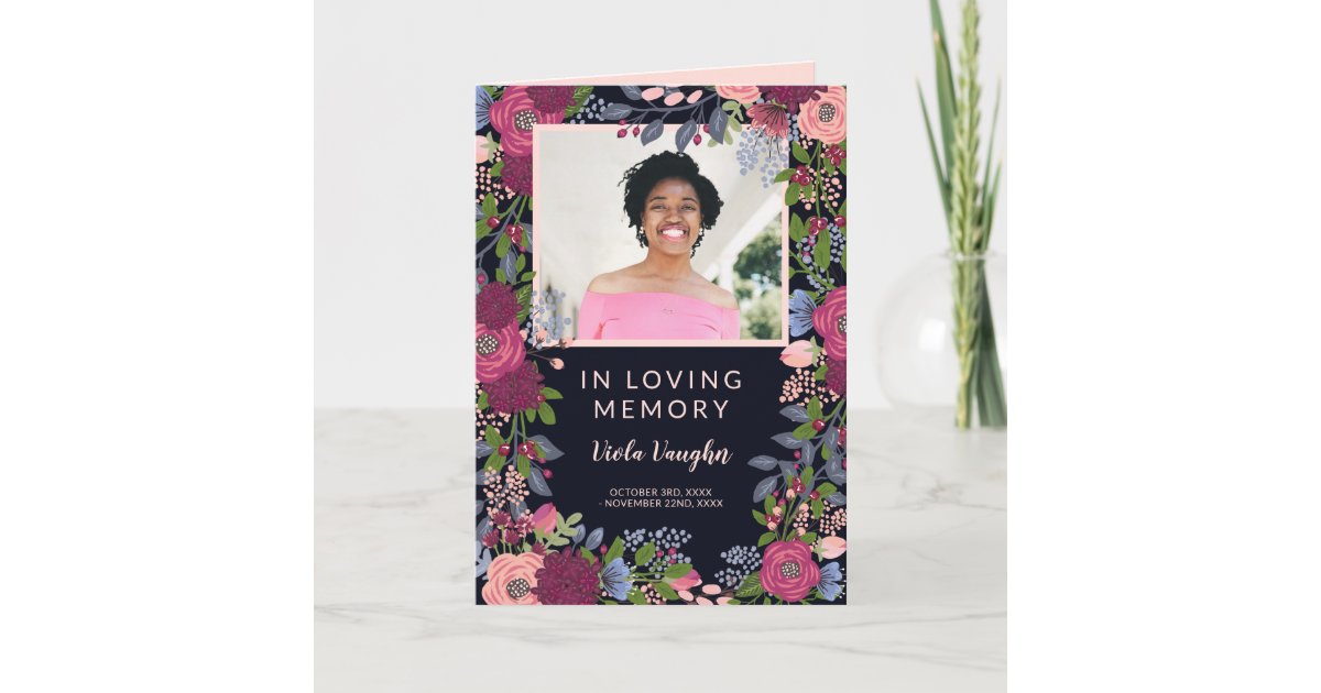 Lovely Floral Photo Funeral Program | Zazzle
