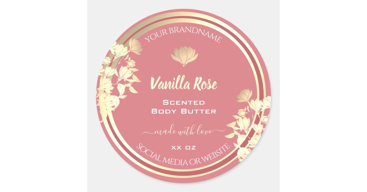 Lovely Floral Pink Gold Product Packaging Labels | Zazzle