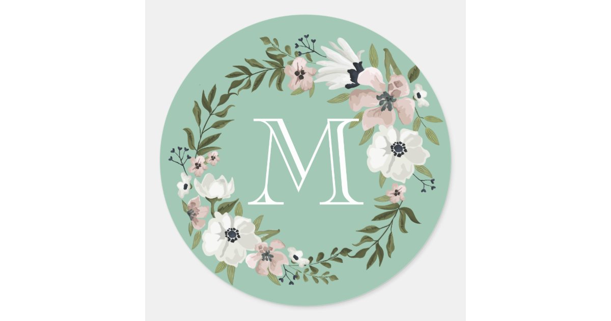 Lovely Floral Round Sticker - mint | Zazzle