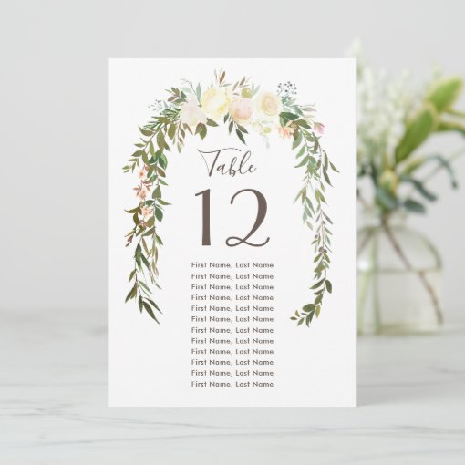 Lovely Florals | Watercolor Individual Table Cards | Zazzle