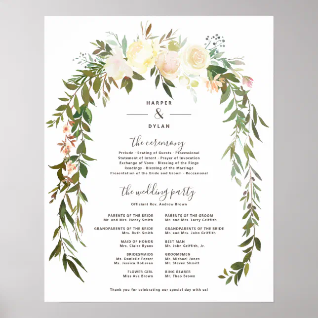 Lovely Florals | Wedding Ceremony Program Sign | Zazzle