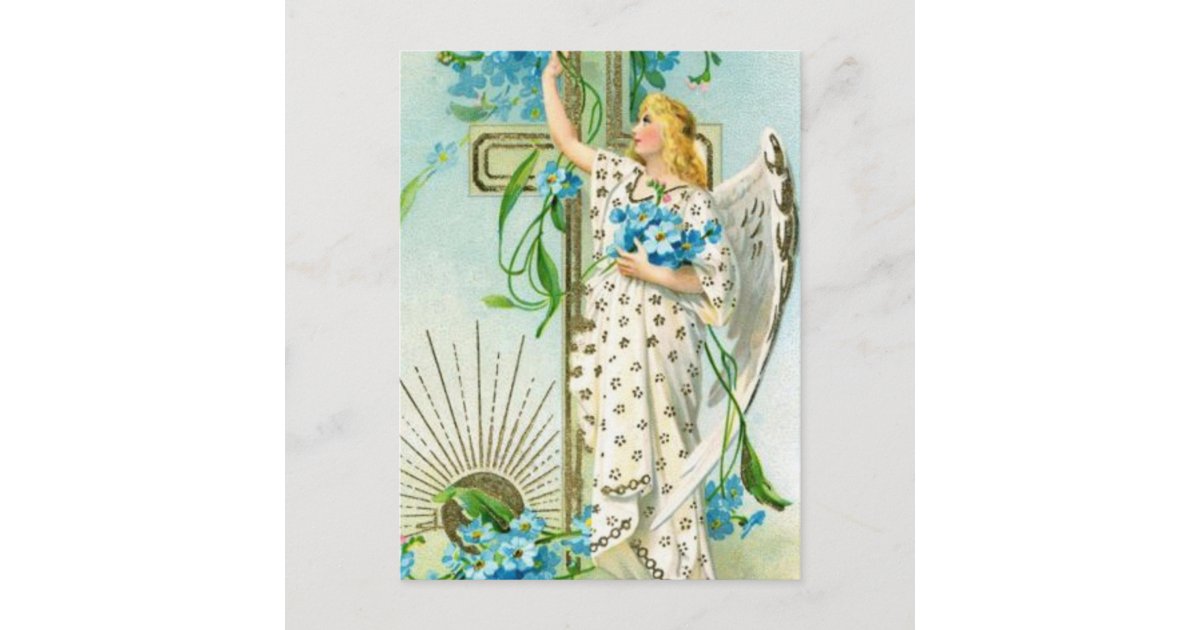 Lovely Forget Me Not Angel Postcard | Zazzle
