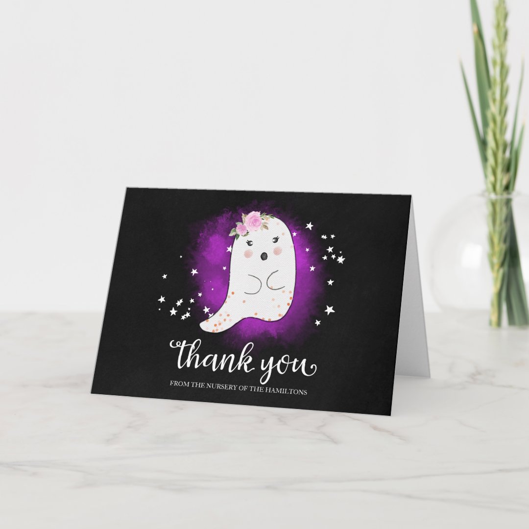 Lovely Ghost Halloween Baby Shower Thank You Card | Zazzle