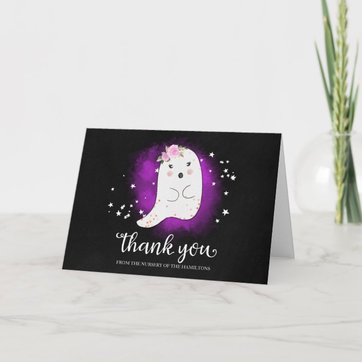 Lovely Ghost Halloween Baby Shower Thank You Card | Zazzle