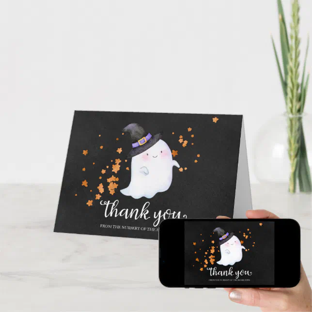 Lovely Ghost Halloween Baby Shower Thank You Card | Zazzle