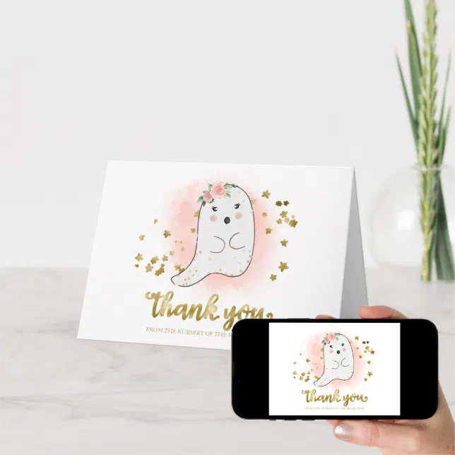 Lovely Ghost Halloween Baby Shower Thank You Card | Zazzle
