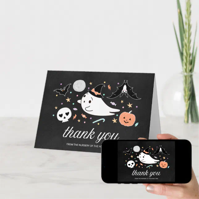 Lovely Ghost Halloween Baby Shower Thank You Card | Zazzle