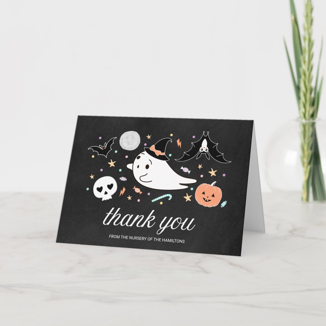 Lovely Ghost Halloween Baby Shower Thank You Card | Zazzle