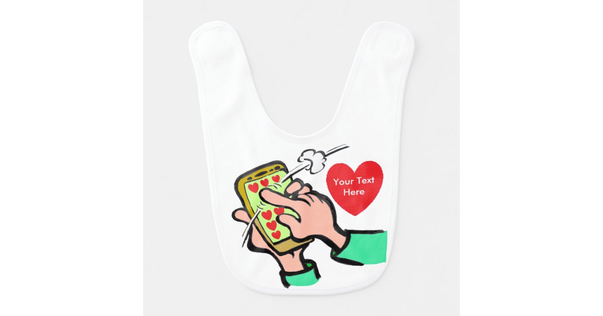 Lovely Hearts Phone Swipe Baby Bib | Zazzle