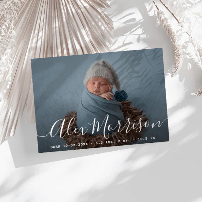 lovely lettering new born birth announcement card | Zazzle