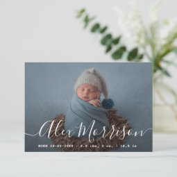 lovely lettering new born birth announcement card | Zazzle