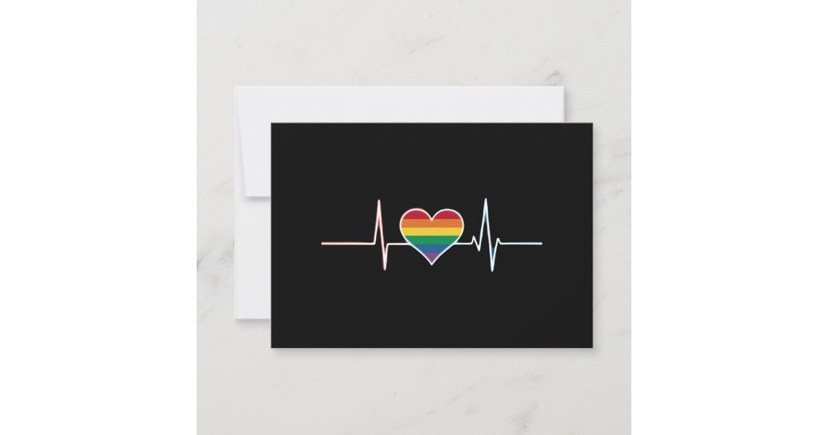 Lovely LGBT Gay Pride Heartbeat Lesbian Gays Love Thank You Card | Zazzle