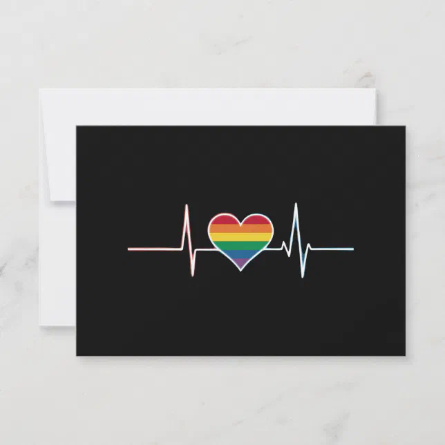 Lovely LGBT Gay Pride Heartbeat Lesbian Gays Love Thank You Card | Zazzle