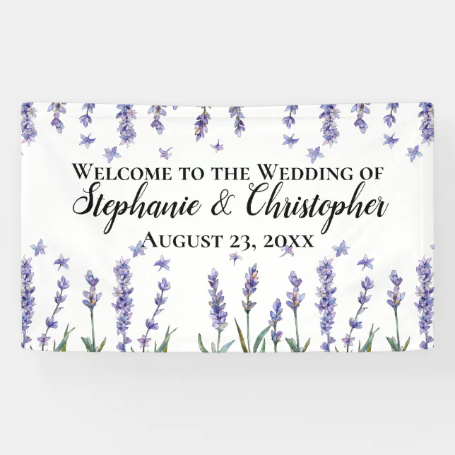 Lovely Lilac Watercolor Elegant Summer Wedding Banner | Zazzle
