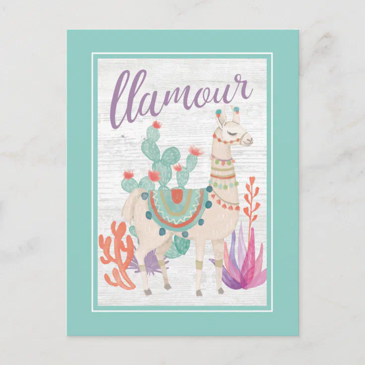 Lovely Llamas II Llamour Postcard | Zazzle