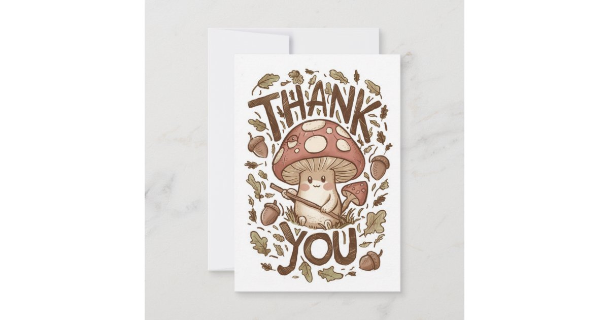 Lovely Magic Mushroom Thank You Card | Zazzle