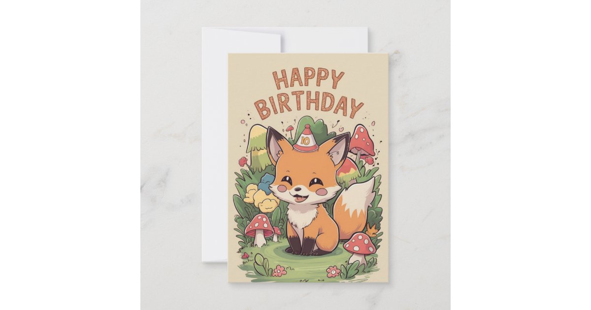 Lovely Magical Fox Birthday Card | Zazzle