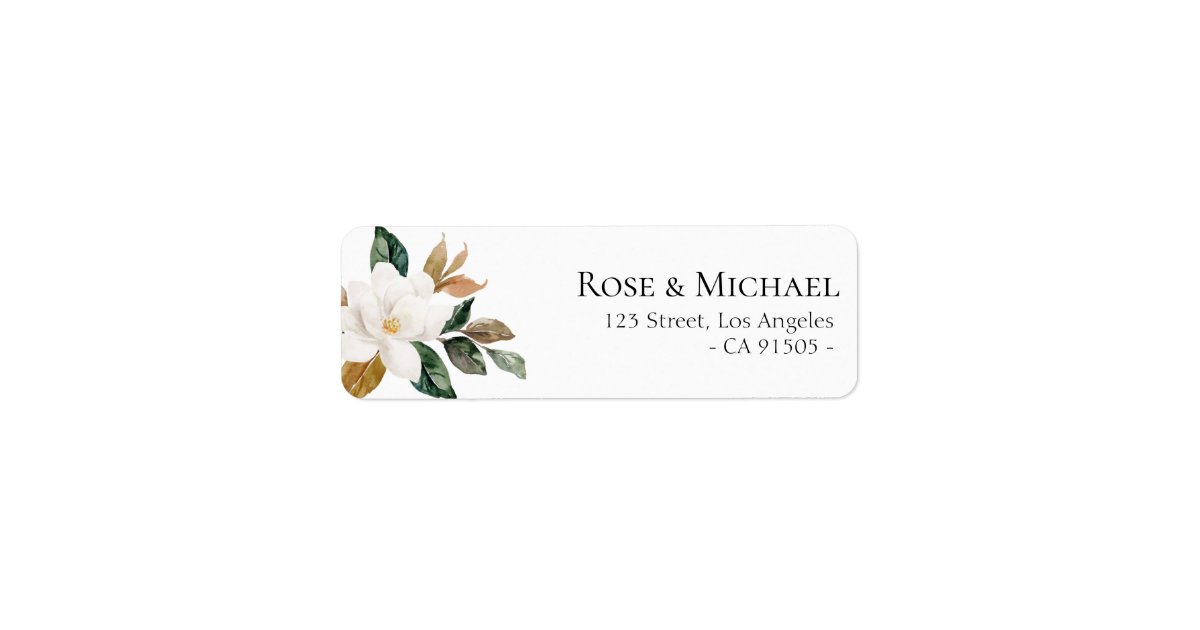 lovely magnolia florals address label | Zazzle