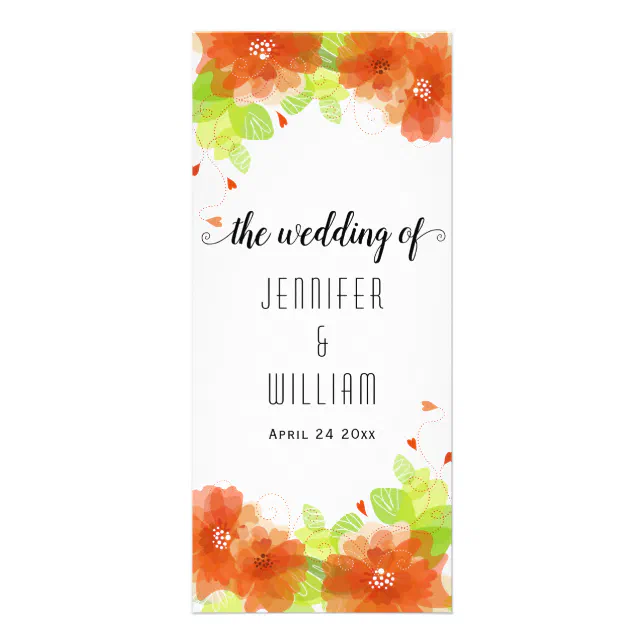 Lovely orange flowers calligraphy wedding program | Zazzle