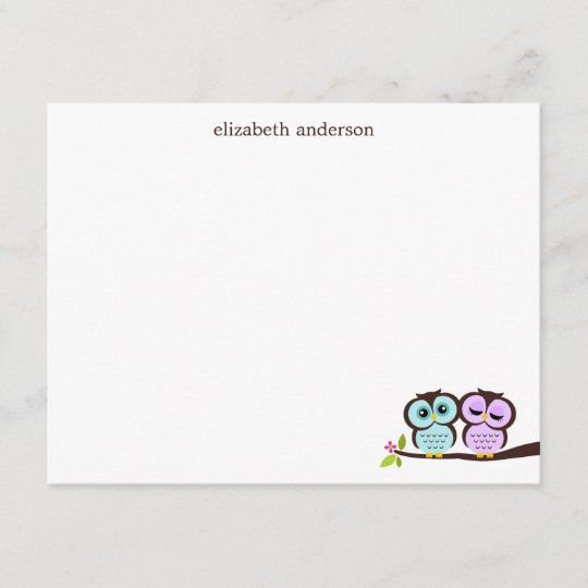 Lovely Owl Couple Custom Thank You Notes | Zazzle.com
