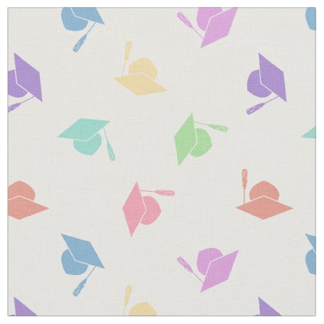 Retro Pastel Graduation Cap Pattern Fabric | Zazzle
