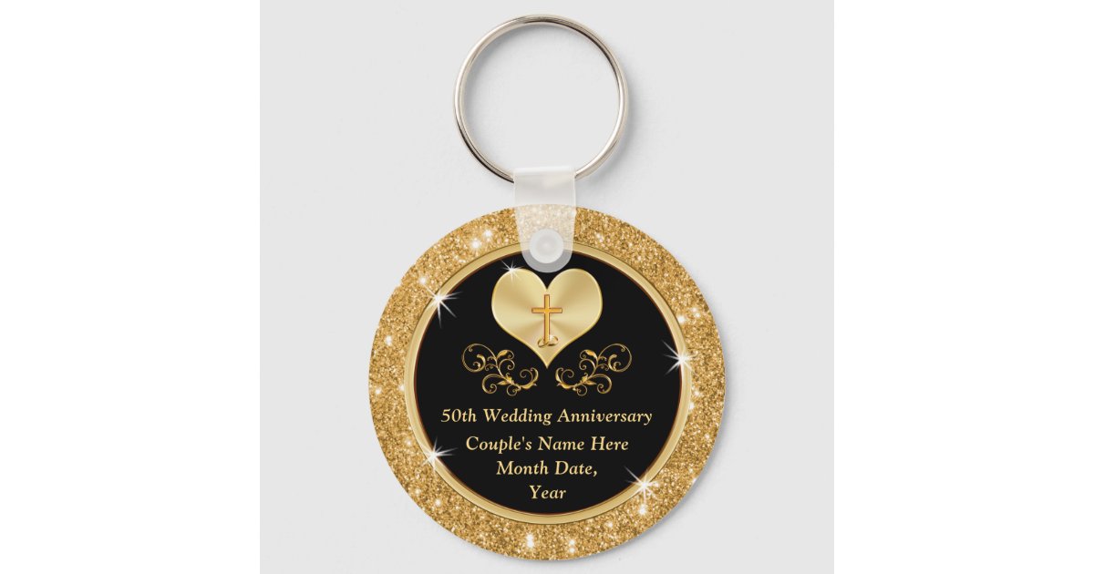 Lovely Personalized 50th Anniversary Party Favors Keychain | Zazzle