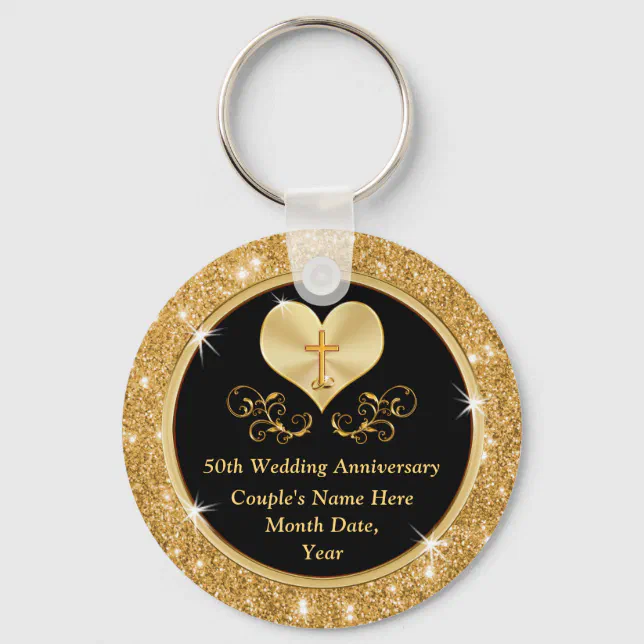 Lovely Personalized 50th Anniversary Party Favors Keychain | Zazzle
