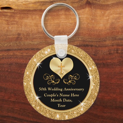 Lovely Personalized 50th Anniversary Party Favors Keychain | Zazzle