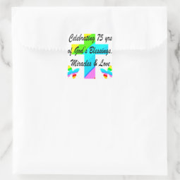 LOVELY PERSONALIZED 75TH BIRTHDAY DESIGN SQUARE STICKER | Zazzle