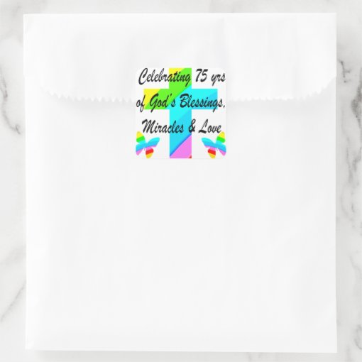 LOVELY PERSONALIZED 75TH BIRTHDAY DESIGN SQUARE STICKER | Zazzle
