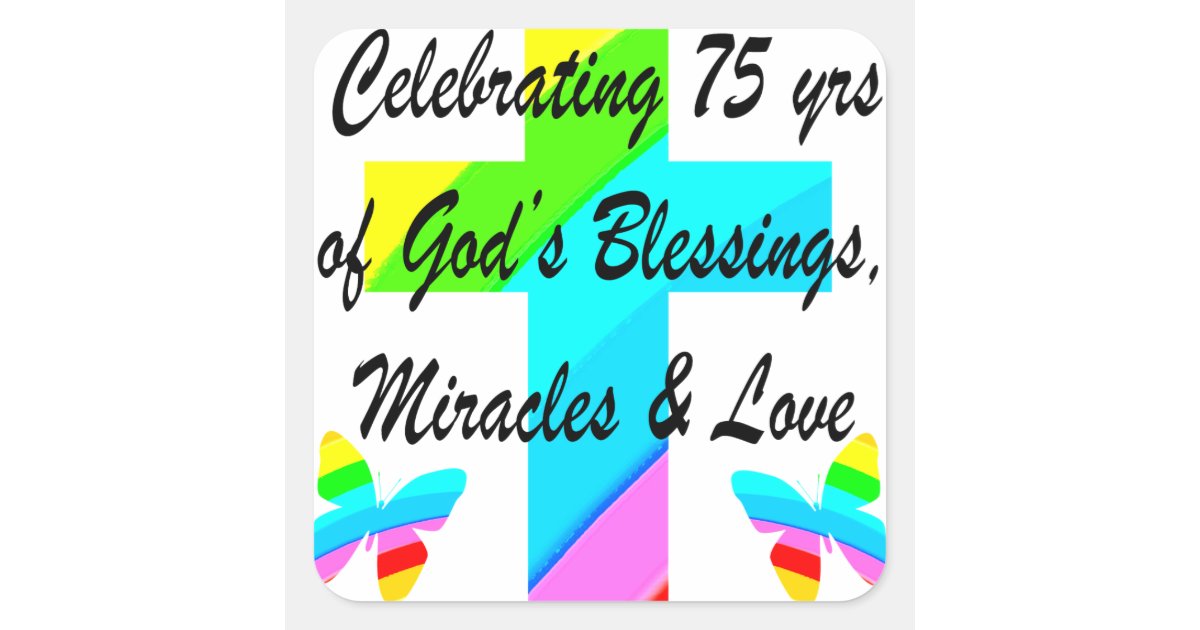 LOVELY PERSONALIZED 75TH BIRTHDAY DESIGN SQUARE STICKER | Zazzle