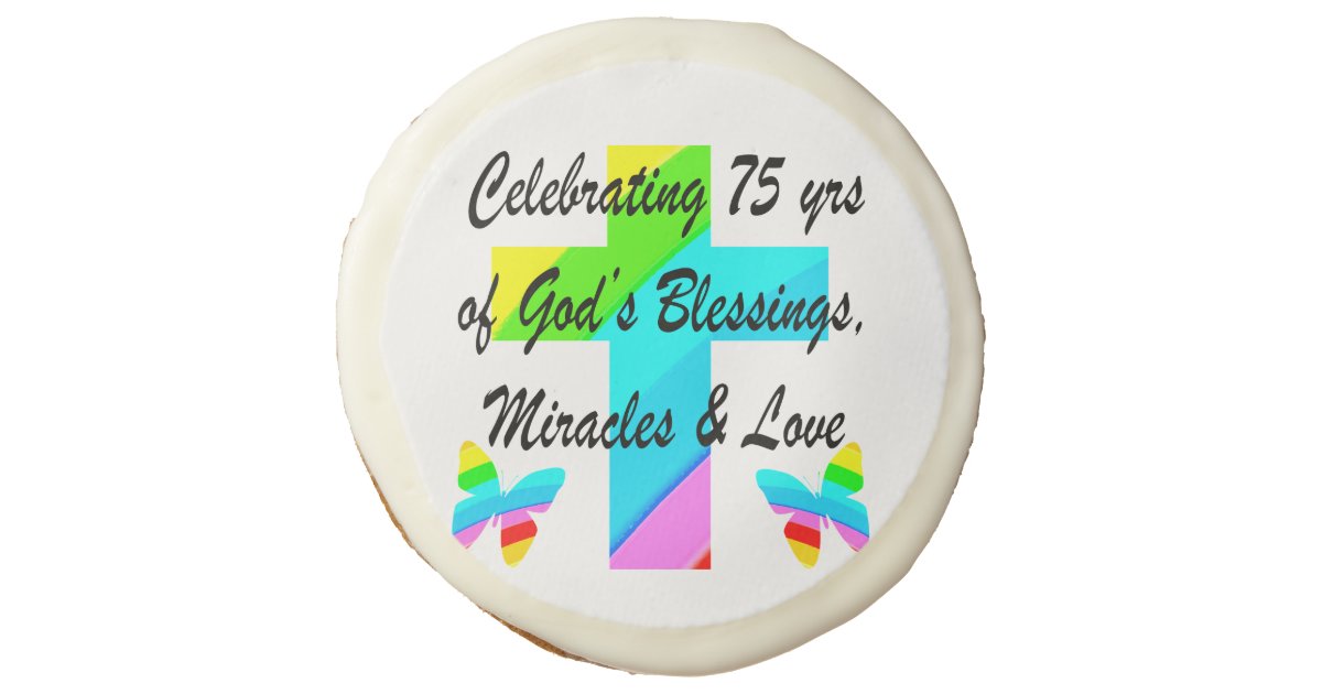 LOVELY PERSONALIZED 75TH BIRTHDAY DESIGN SUGAR COOKIE | Zazzle