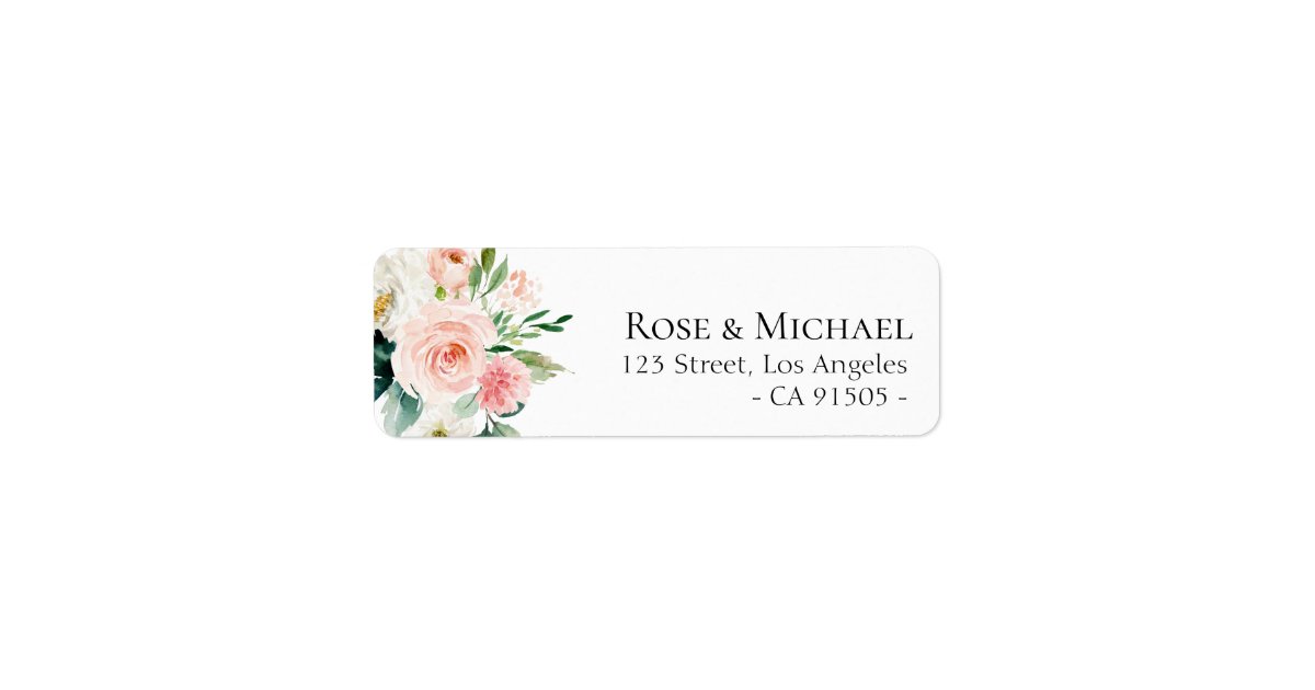 lovely pink blush blooms address label | Zazzle