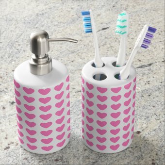 Lovely pink heart, Soap Dispenser &Toothbrush | Zazzle