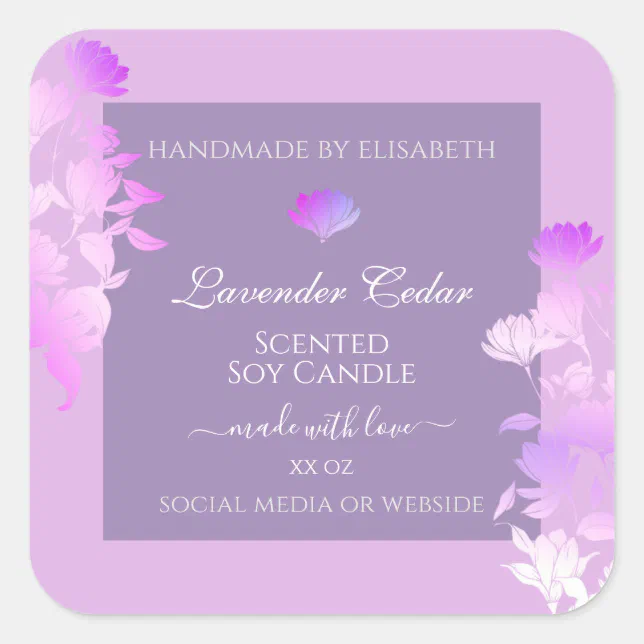 Lovely Purple Floral Product Packaging Labels Chic | Zazzle