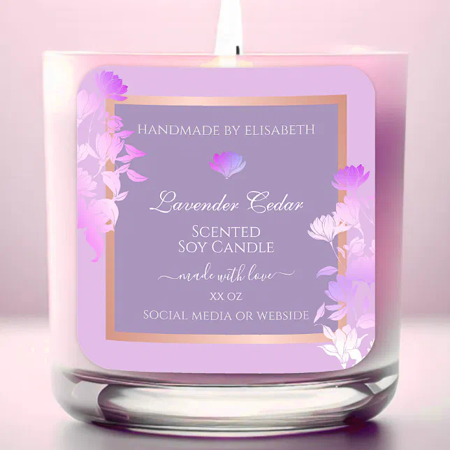 Lovely Purple Floral Product Packaging Labels Chic | Zazzle