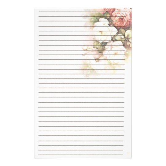 Lovely Roses Lined Stationery Paper | Zazzle.com
