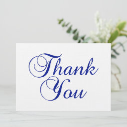 Lovely Royal Blue Calligraphy Script Thank You Card | Zazzle
