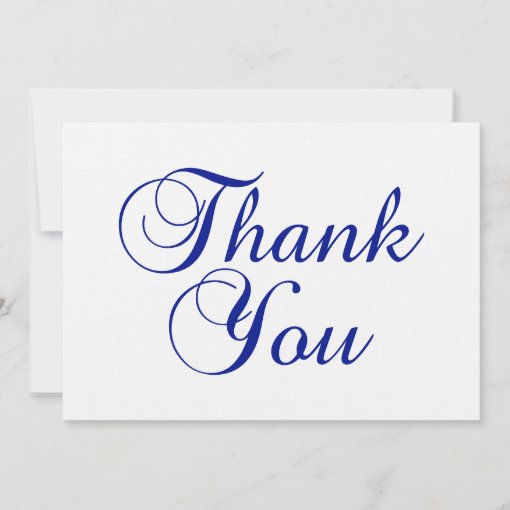 Lovely Royal Blue Calligraphy Script Thank You Card | Zazzle