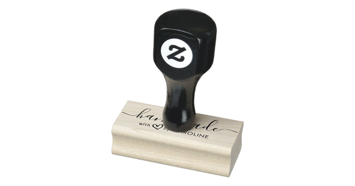 lovely script handmade business rubber stamp | Zazzle