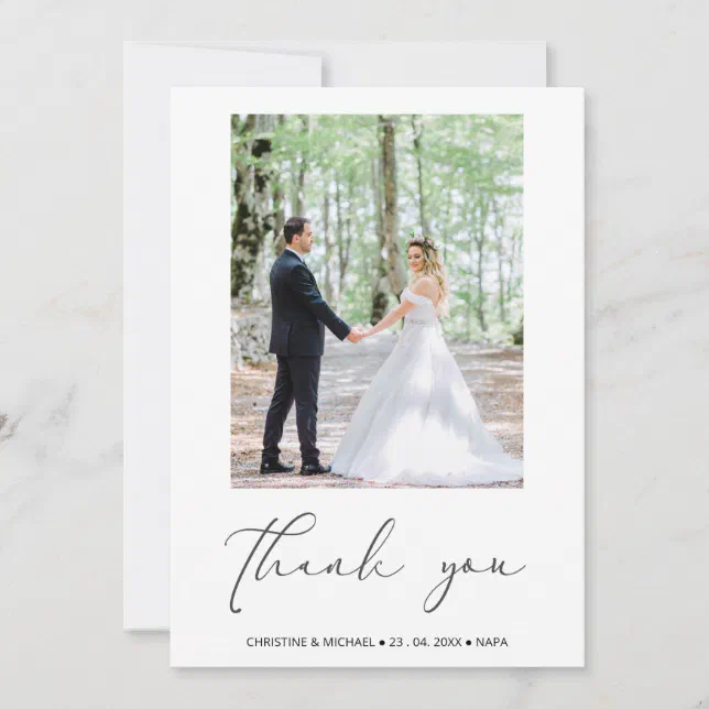 Lovely Script Personalized Wedding Thank You Card | Zazzle