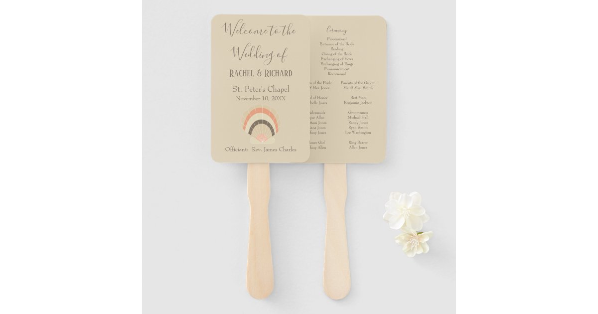 Lovely Seashell Tropical Wedding Program Hand Fan | Zazzle