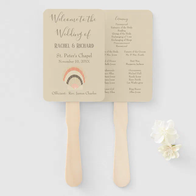 Lovely Seashell Tropical Wedding Program Hand Fan | Zazzle