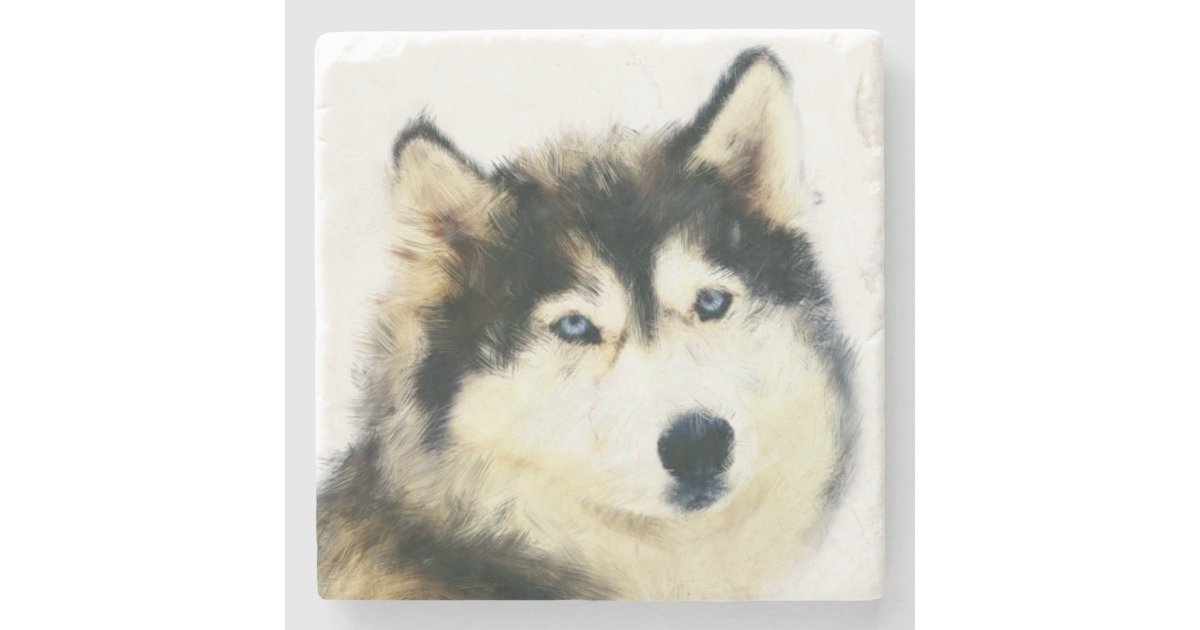 Lovely Siberian Husky Marble Coaster | Zazzle