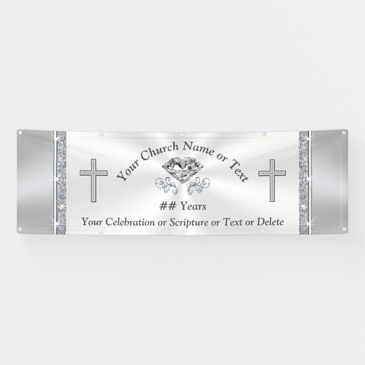 Lovely Silver White Diamond Custom Church Banners | Zazzle