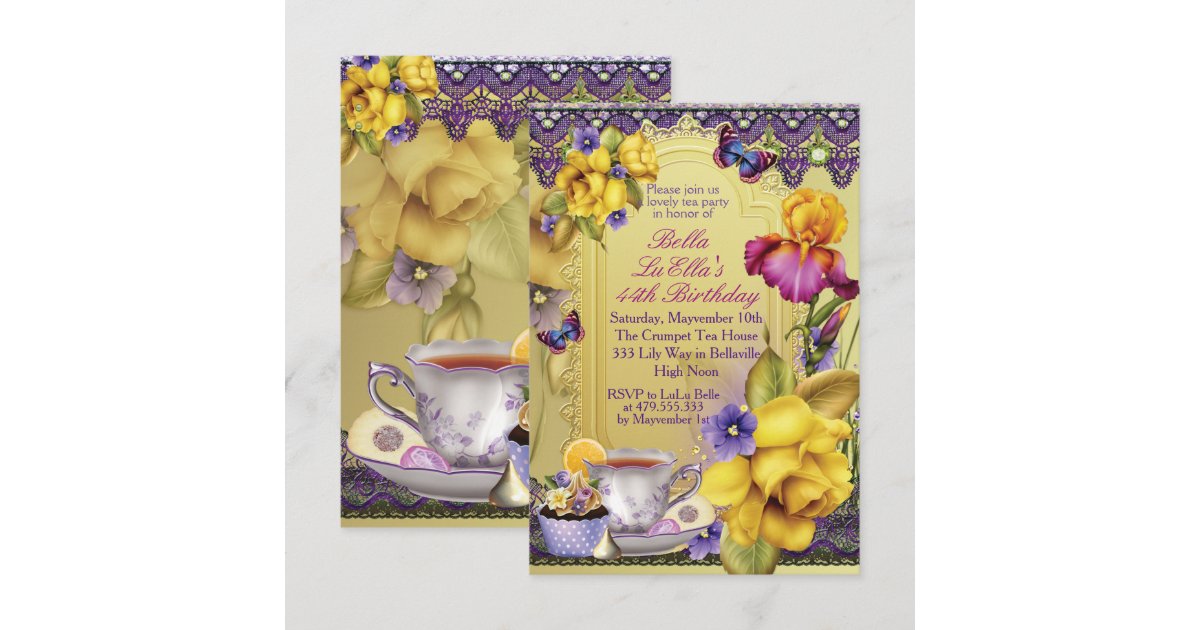 Lovely Spring Tea Party Birthday Party Invitations | Zazzle
